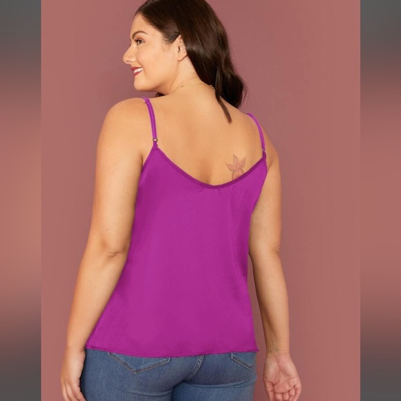 SHEIN | Tops | Shein Bae Plus Cowl Neck Satin Cami Top | Poshmark